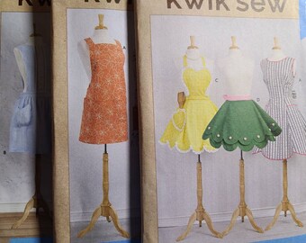 K4301 Kwik Sew 4301 or S9312 Simplicity 9312 Sewing Pattern Misses' Wraparound Aprons 3 Styles ...