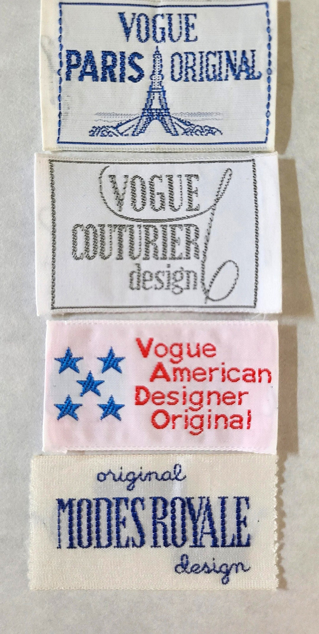 Vintage Clothing Labels Vogue Paris Original American Designer Original ...
