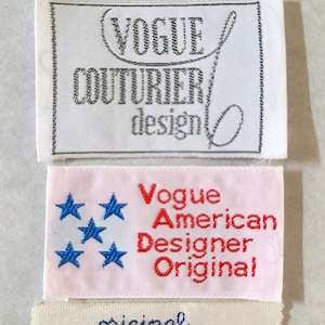 Vintage Clothing Labels Vogue Paris Original American Designer Original ...
