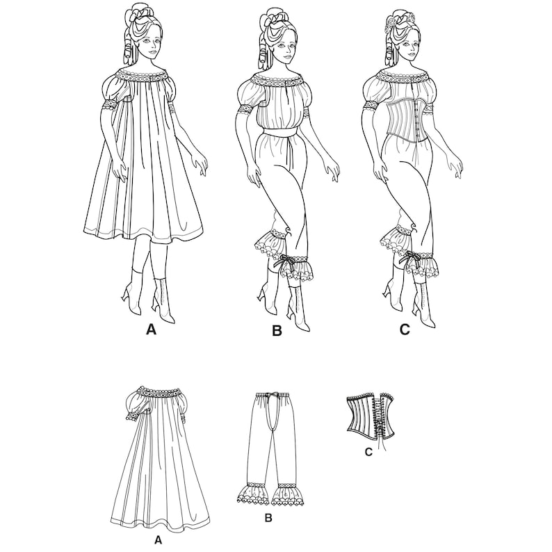 Sewing Pattern Historic Costume Civil War 1860s Gone With the Wind ...