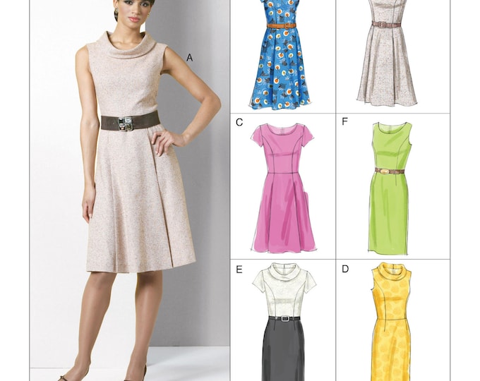 V8667 Sewing Pattern Vogue EASY 6 Options Lined Dress Sizes 8-14 or 16 ...