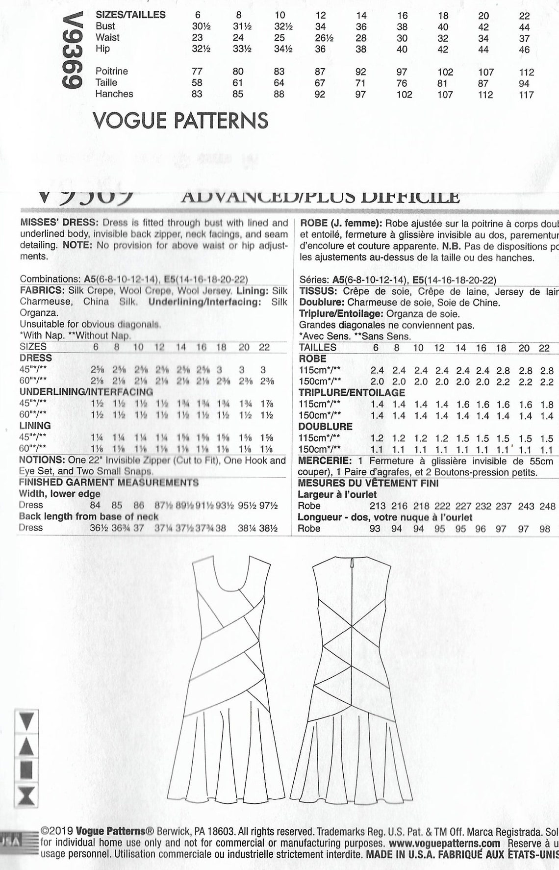 V9369 Vogue 9369 SEWING PATTERN Close-fitting Cocktail Dress - Etsy