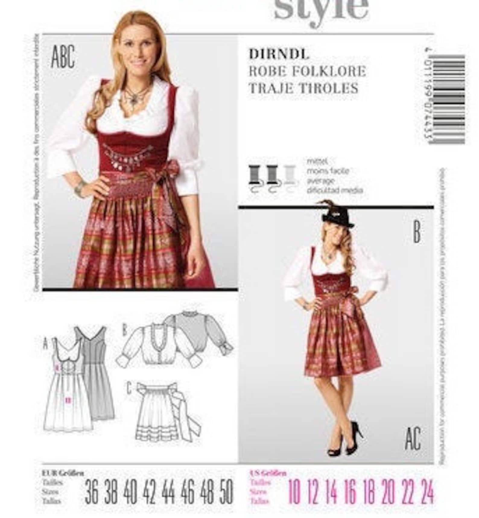 Burda 7443 Sewing Pattern Misses' German Fest Folklore Bavarian Costume ...