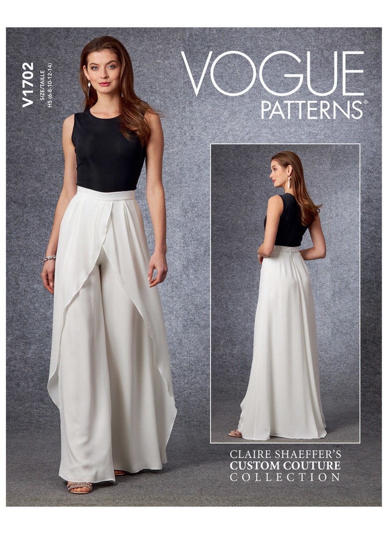 V1702 Vogue 1702 SEWING PATTERN Wide Leg Pants With Overlay Claire ...