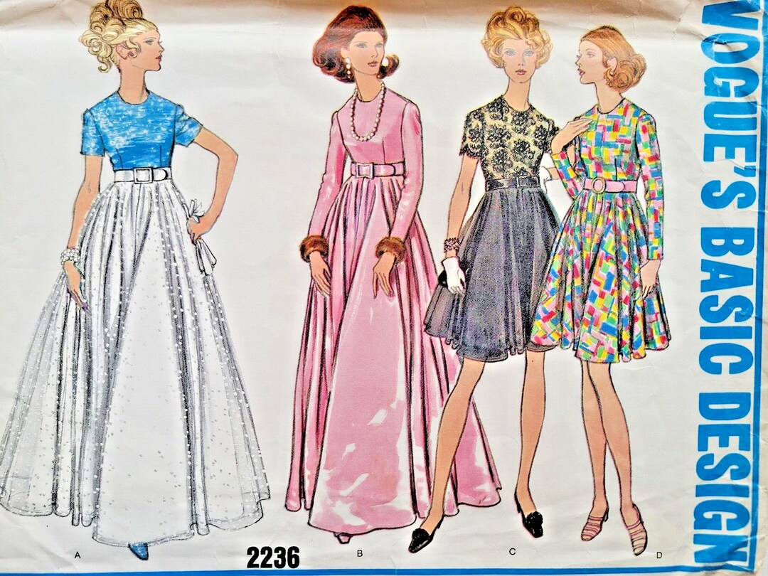 V2236 Sewing Pattern VTG 1960s Basic Design Dresses B34 / 86 Cm Size 12 ...