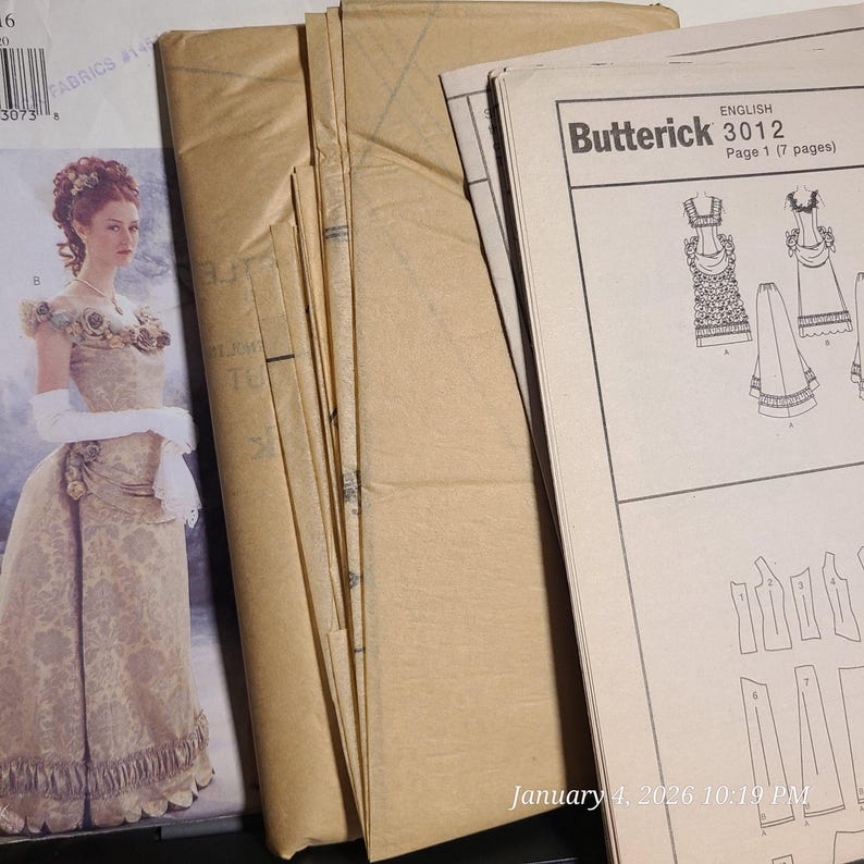 UNUSED OOP Sewing Pattern Historic Lobster Bustle Victorian Dress 1880s ...