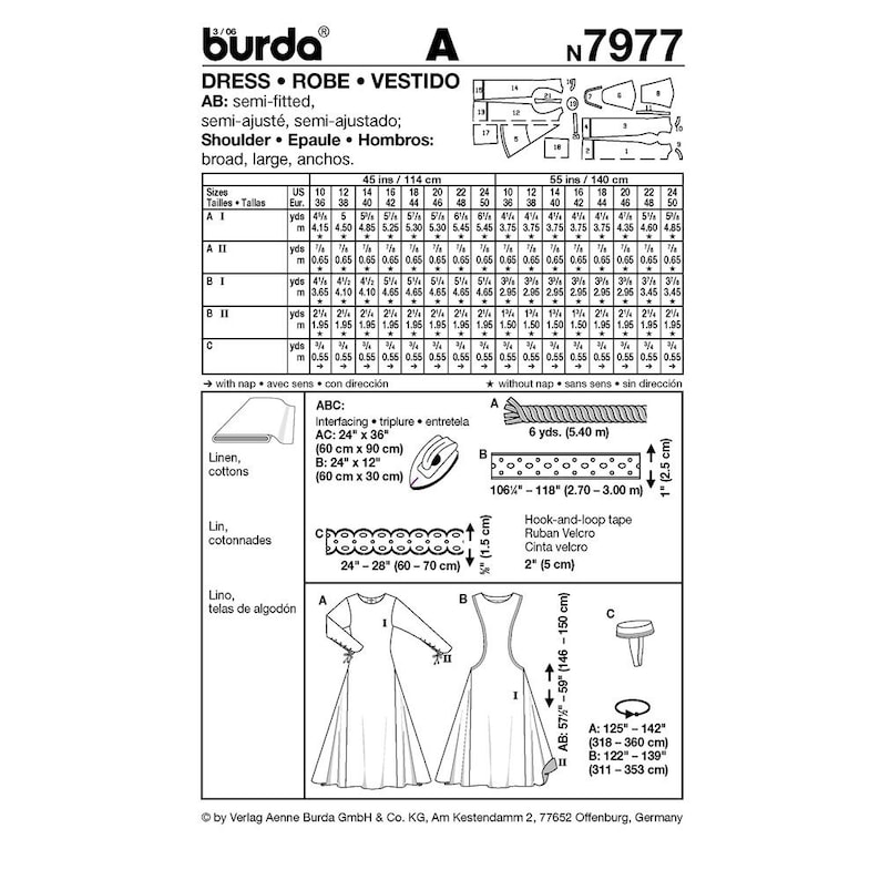 Burda 7977 Sewing Pattern Misses' Medieval Early Renaissance Middle ...
