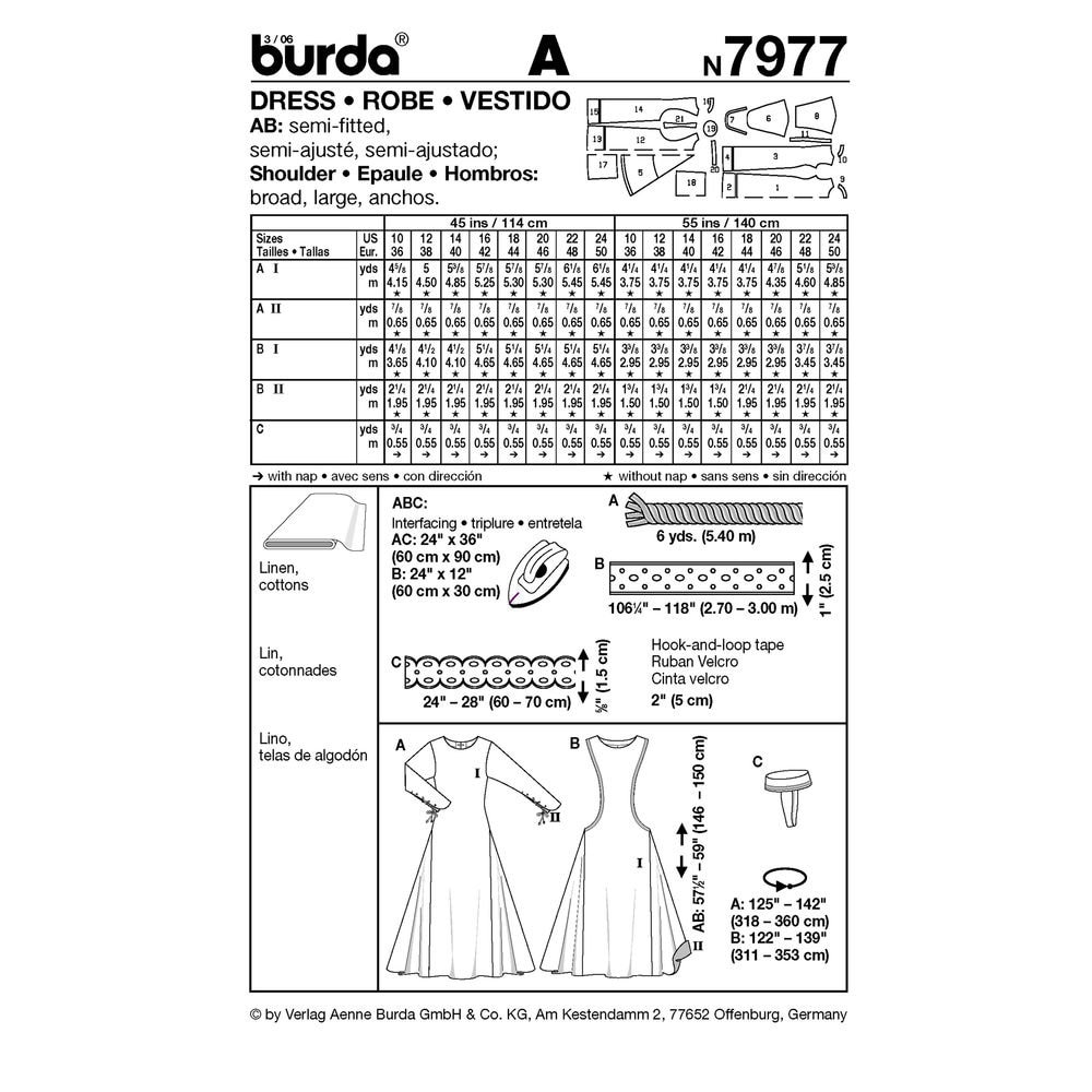 Burda 7977 Sewing Pattern Misses' Medieval Early | Etsy
