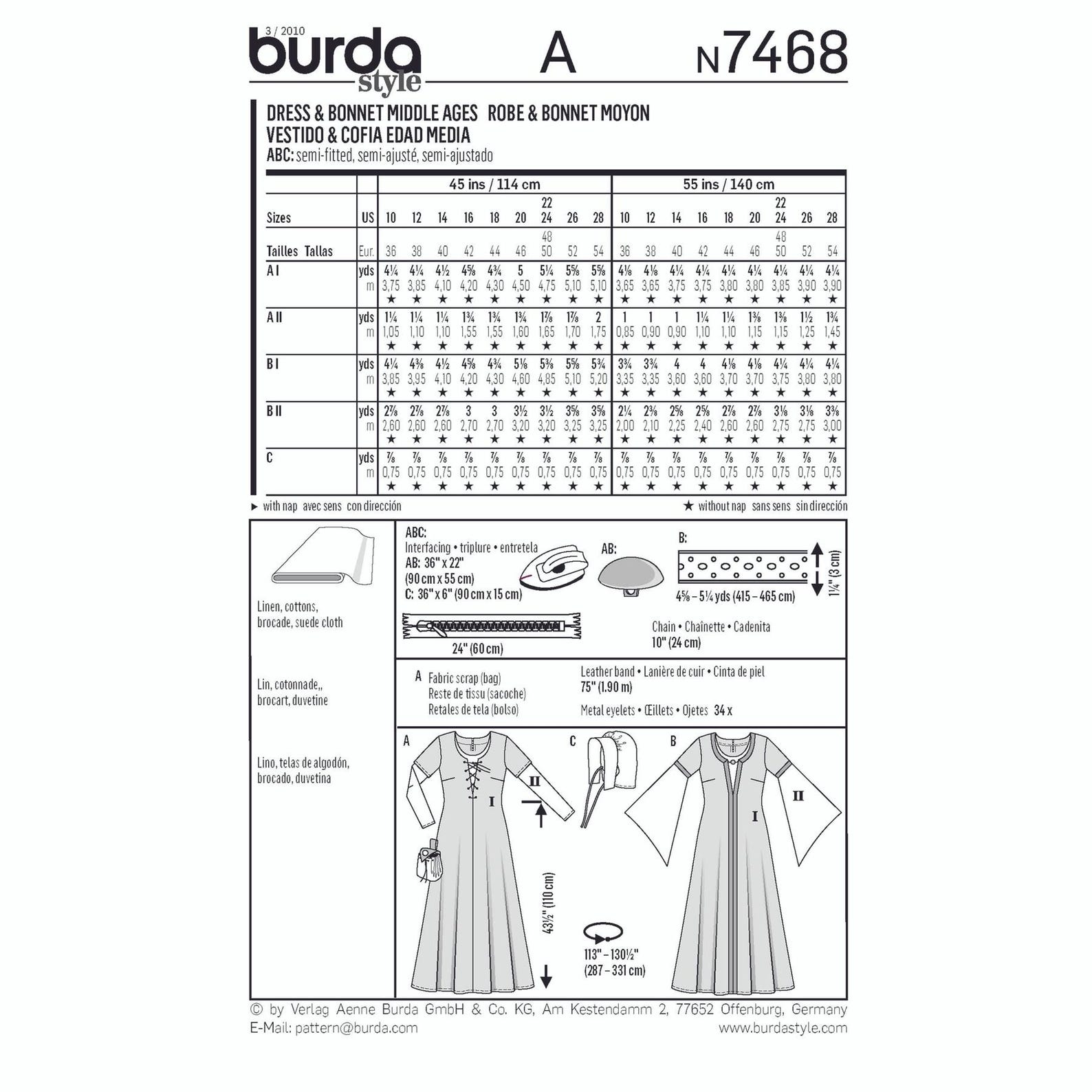 Burda Sewing Pattern Misses' Historical Renaissance EASY Costume Bonnet ...