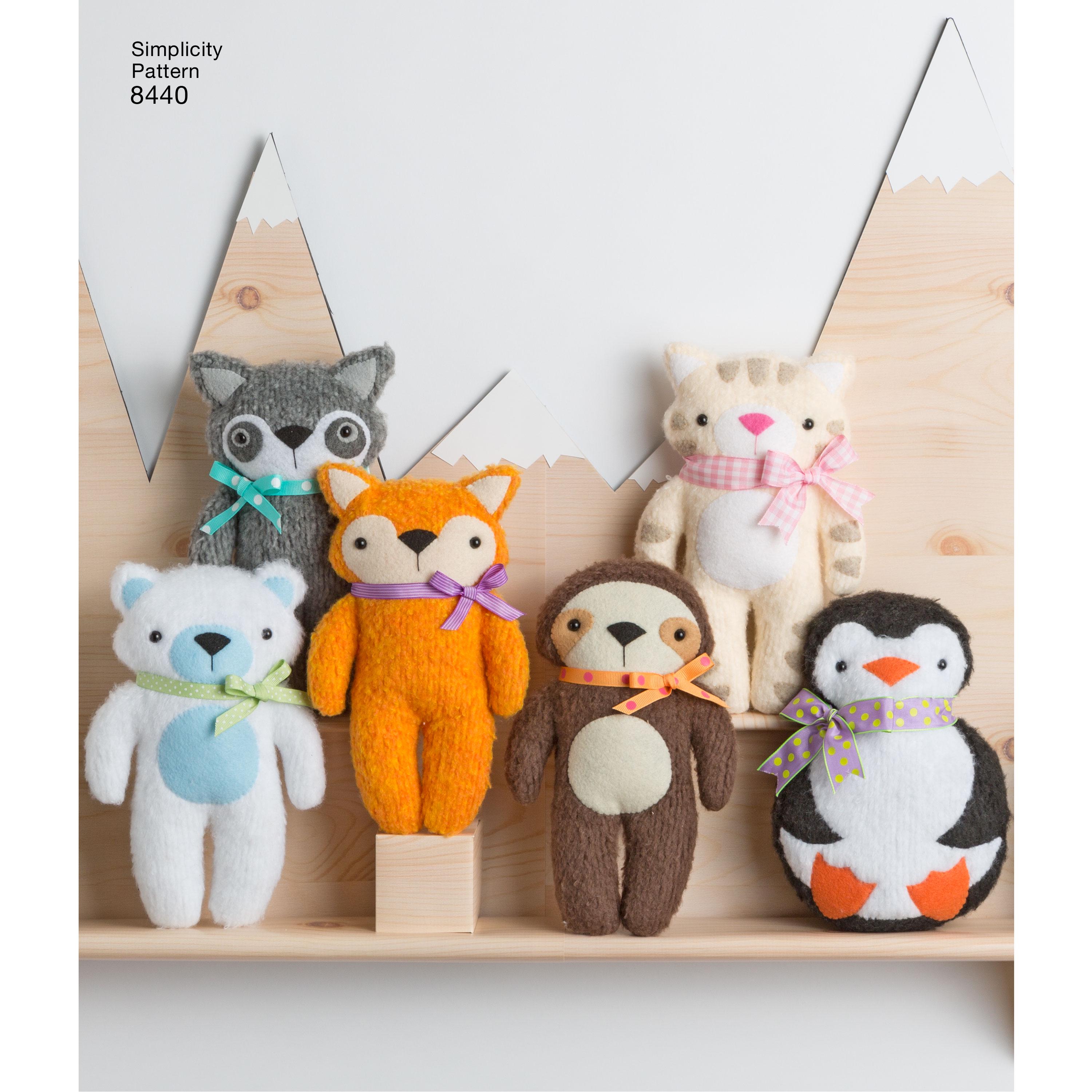 SEWING PATTERN Simplicity Plush Stuffed Animal Dog Kitten Teddy Bear ...