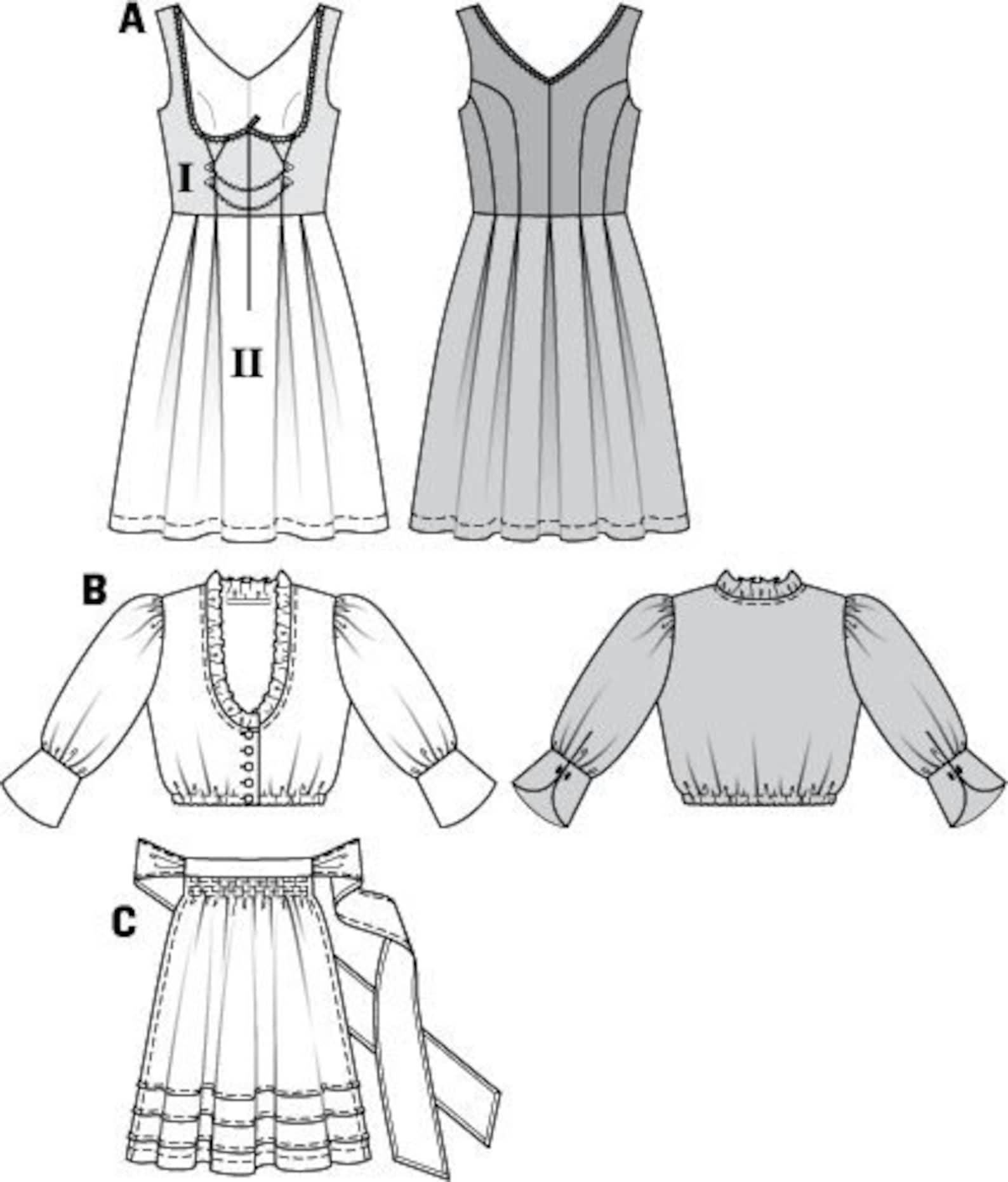 Burda 7443 Sewing Pattern Misses' German Fest Folklore Bavarian Costume ...