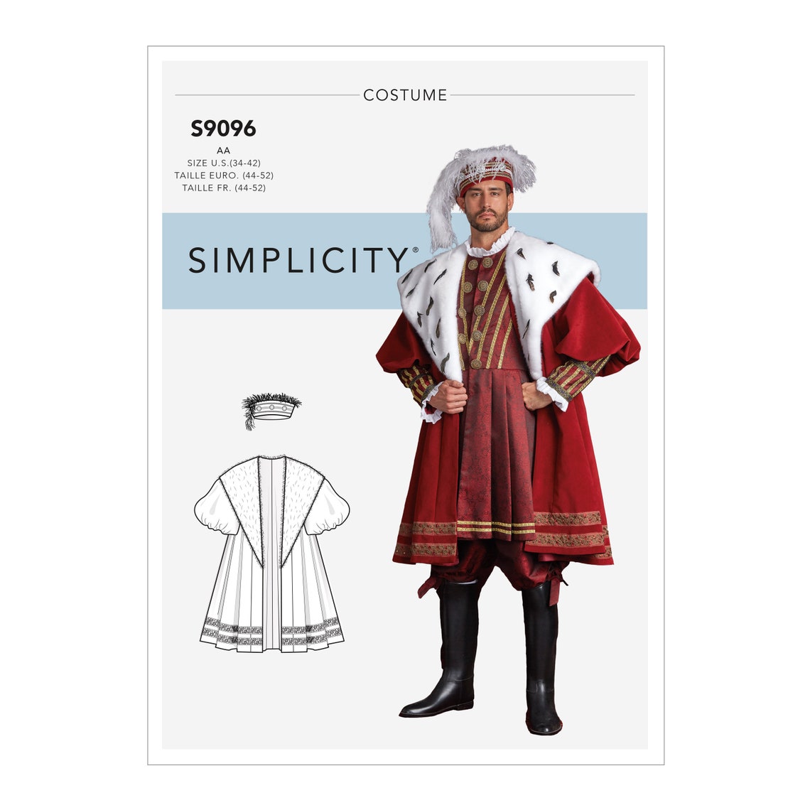 S9096 Sewing Pattern Simplicity 9096 Men's Costume Renaissance Henry ...