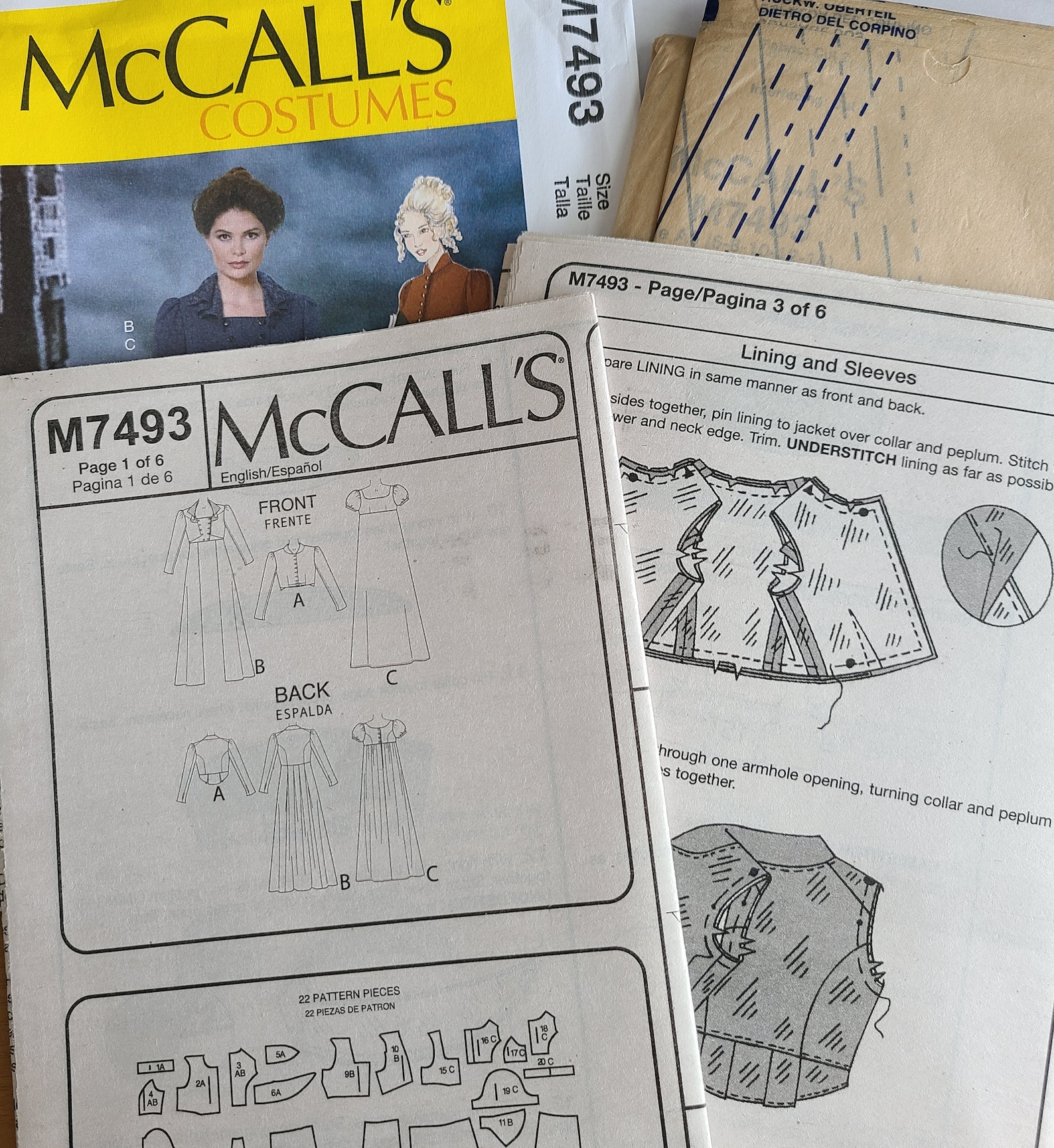 M7493 Sewing Pattern Misses Historical 1812 Second Empire Era Costume ...