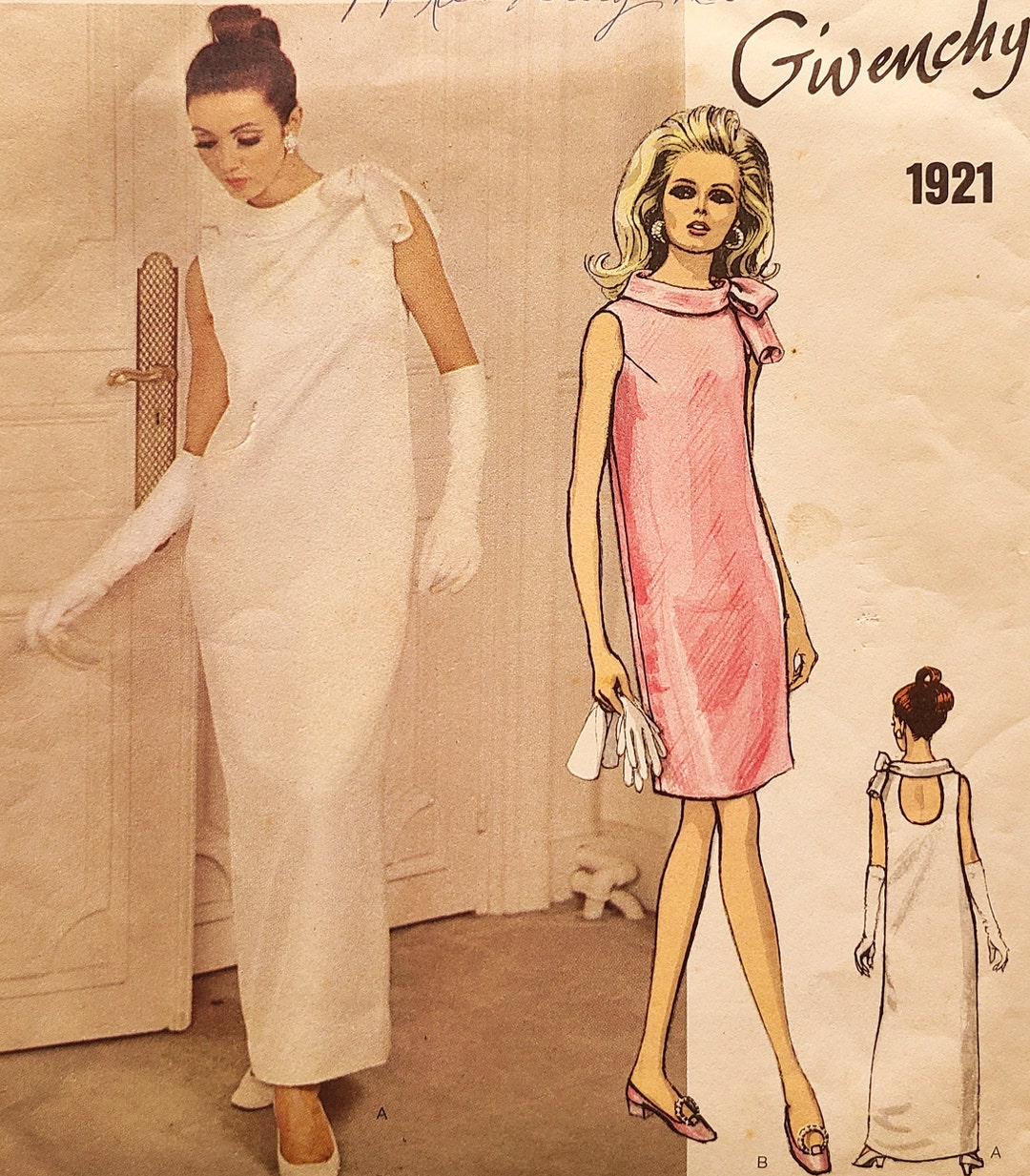 V1921 GIVENCHY Sewing Pattern VTG 1960s Misses' Dress Bust - Etsy