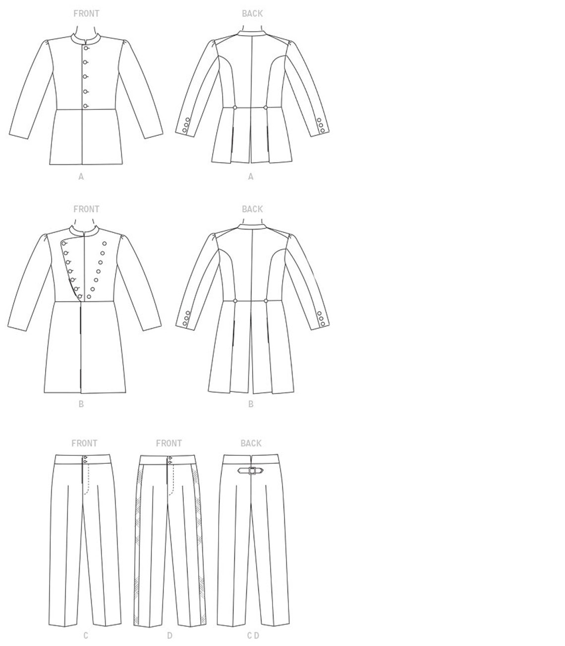 M4745 Sewing Pattern Men's Civil War Costume Uniform Confederate Sizes ...