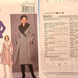 NEW Sewing Pattern Misses' Coats Butterick B6919 B6868 B6604 B6385 ...