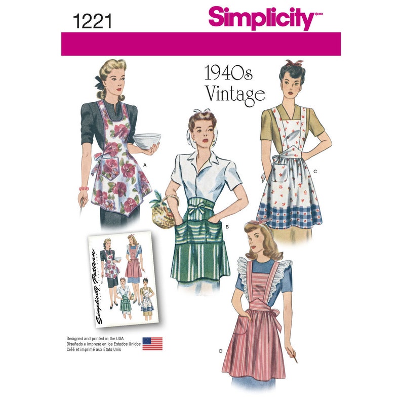 Sewing Pattern Simplicity Aprons Women Men VTG 1940s 1950s 1960s 1970s ...
