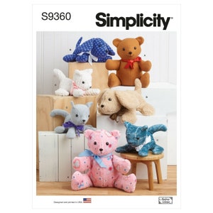 S9360 SEWING PATTERN Simplicity 9936 Stuffed Animals Dog Kittens Teddy ...