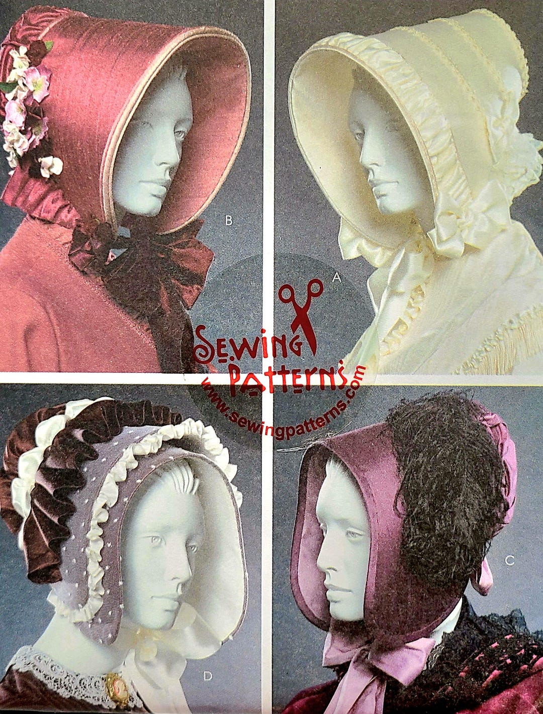 UNUSED Sewing Pattern Misses' Hats Costume Historical 1860s in Sizes S ...
