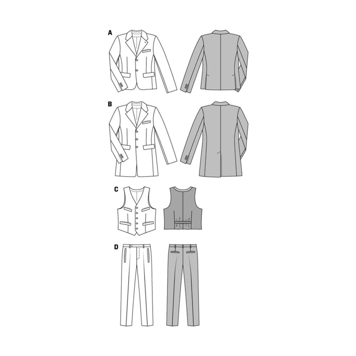 Burda 6871 Sewing Pattern Traditional Elegant Formal Casual Men's Suits ...