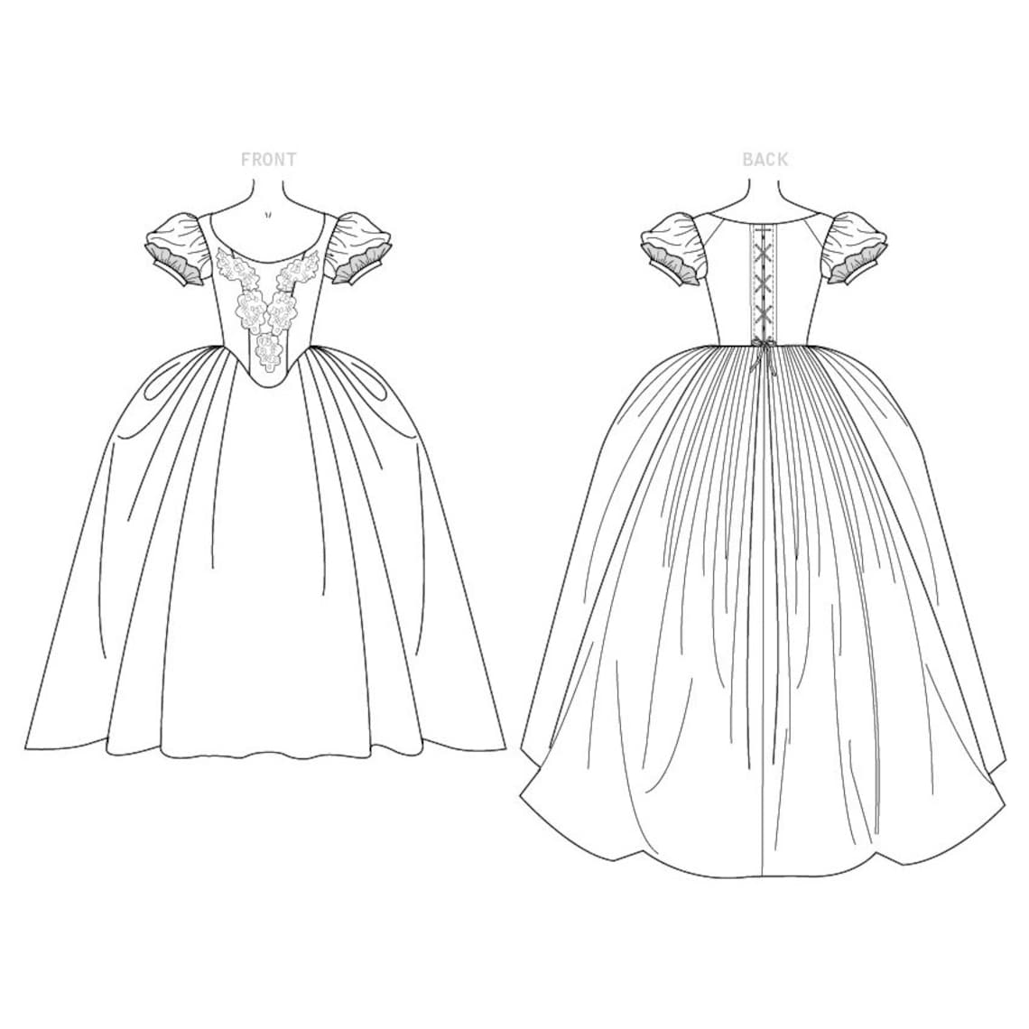 M7885 Sewing Pattern Georgian Historic Misses' Costume Dress Sizes 6-14 ...