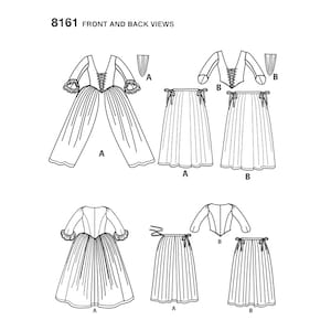 S8161 Sewing Pattern Georgian Misses' Costume Jacket Chemise Claire ...