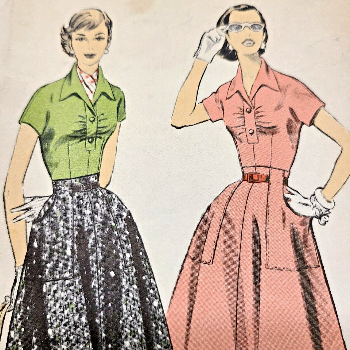 ADVANCE VTG 1950s EASY Printed Sewing Pattern A8559 Sheath Dress Oval ...