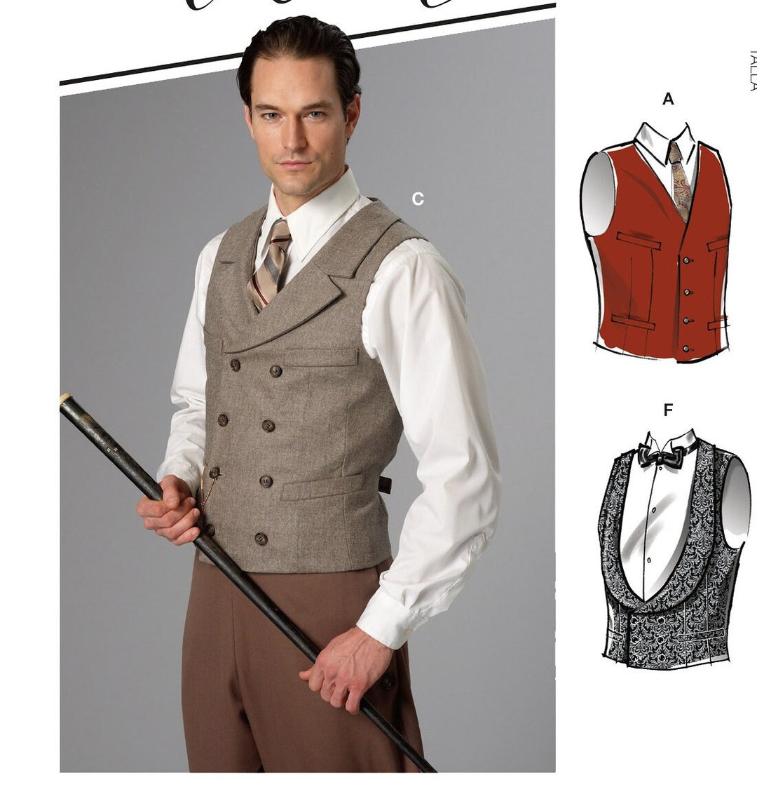 NEW Sewing Pattern Traditional Elegant Formal Casual Men's Vest 6 ...
