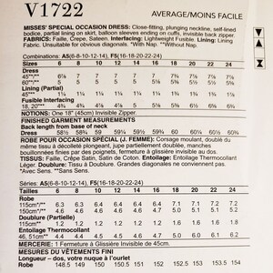 V1722 Vogue 1722 Sewing Pattern Designer Nicola Finetti Close-fitting ...