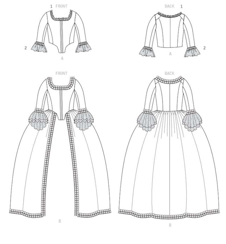 M7965 Sewing Pattern Georgian Historic Misses' Costume Dress Claire ...
