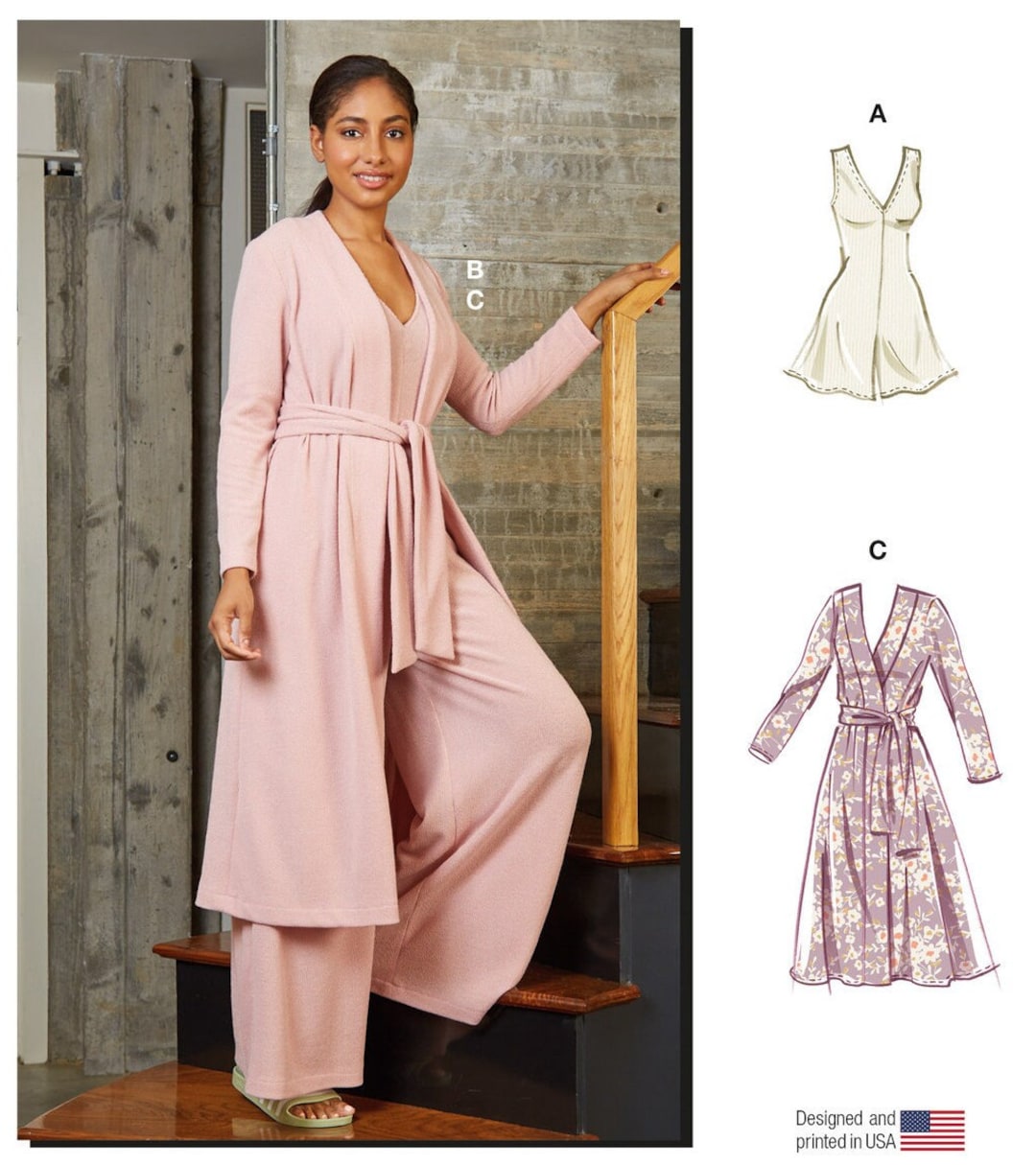 M8245 Sewing Pattern EASY Misses' Romper Jumpsuit Robe Sizes XS-XXL ...