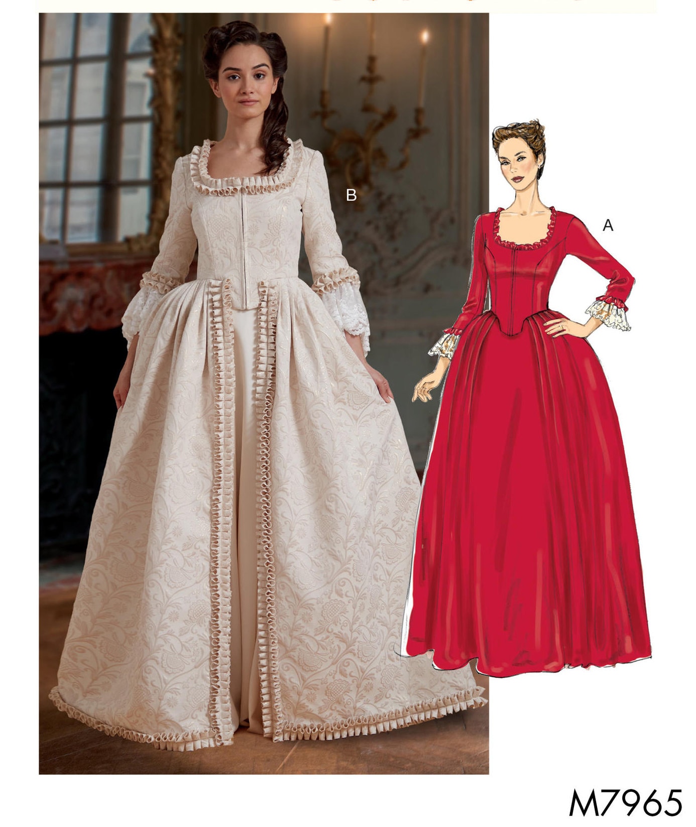 M7965 Sewing Pattern Georgian Historic Misses' Costume Dress Claire ...