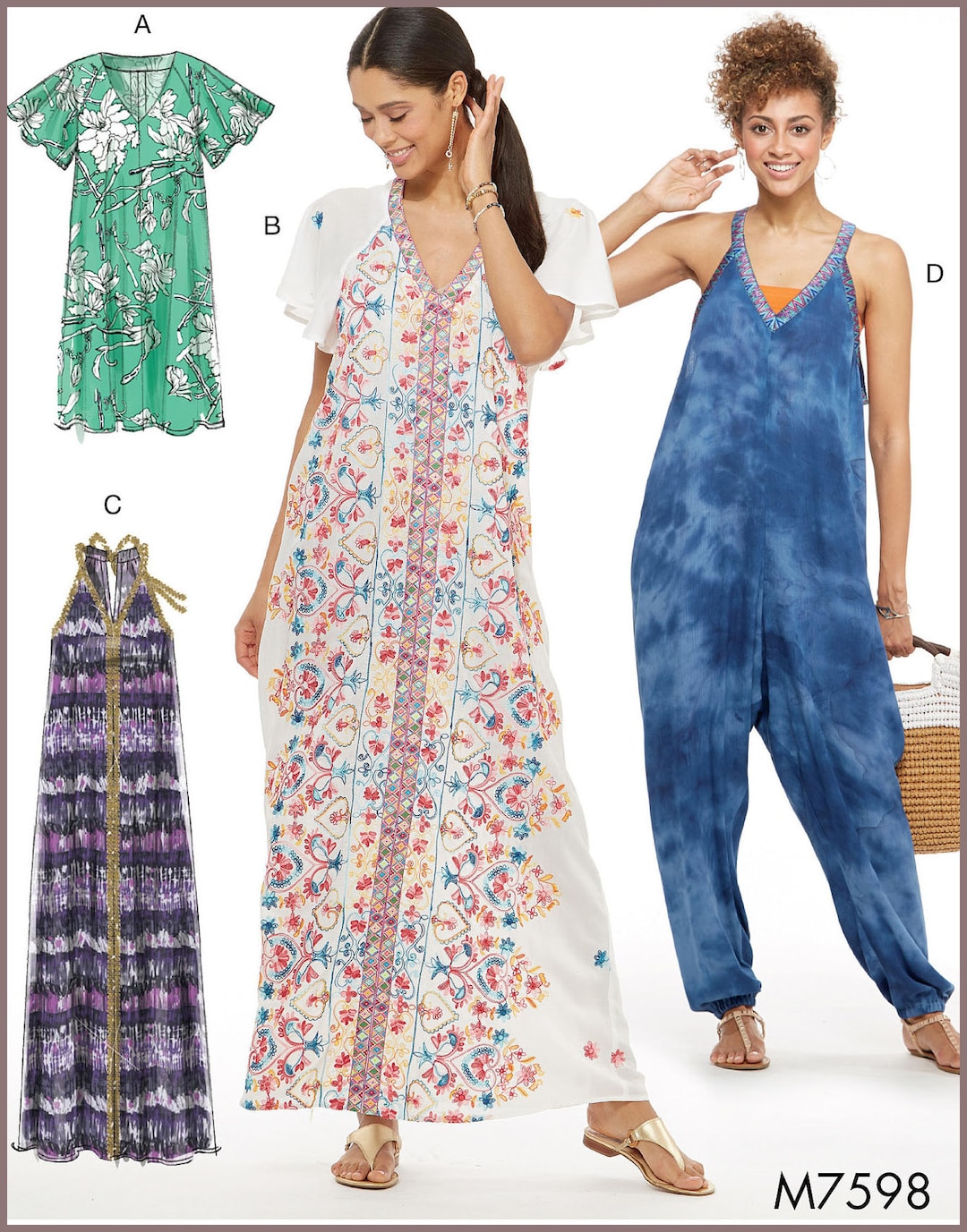 M8165 Sewing Pattern Vintage Design Misses' Dress Jumpsuit Dresses EASY ...