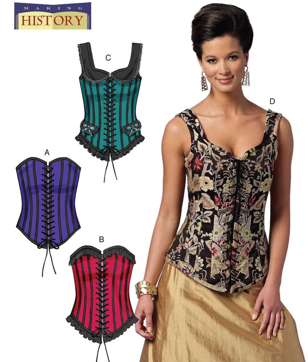 B5662 Sewing Pattern Victorian Historic Costume 4 Corsets Steampunk ...