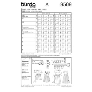 Burda 9509 Sewing Pattern Child Girls Renaissance German Octoberfest ...