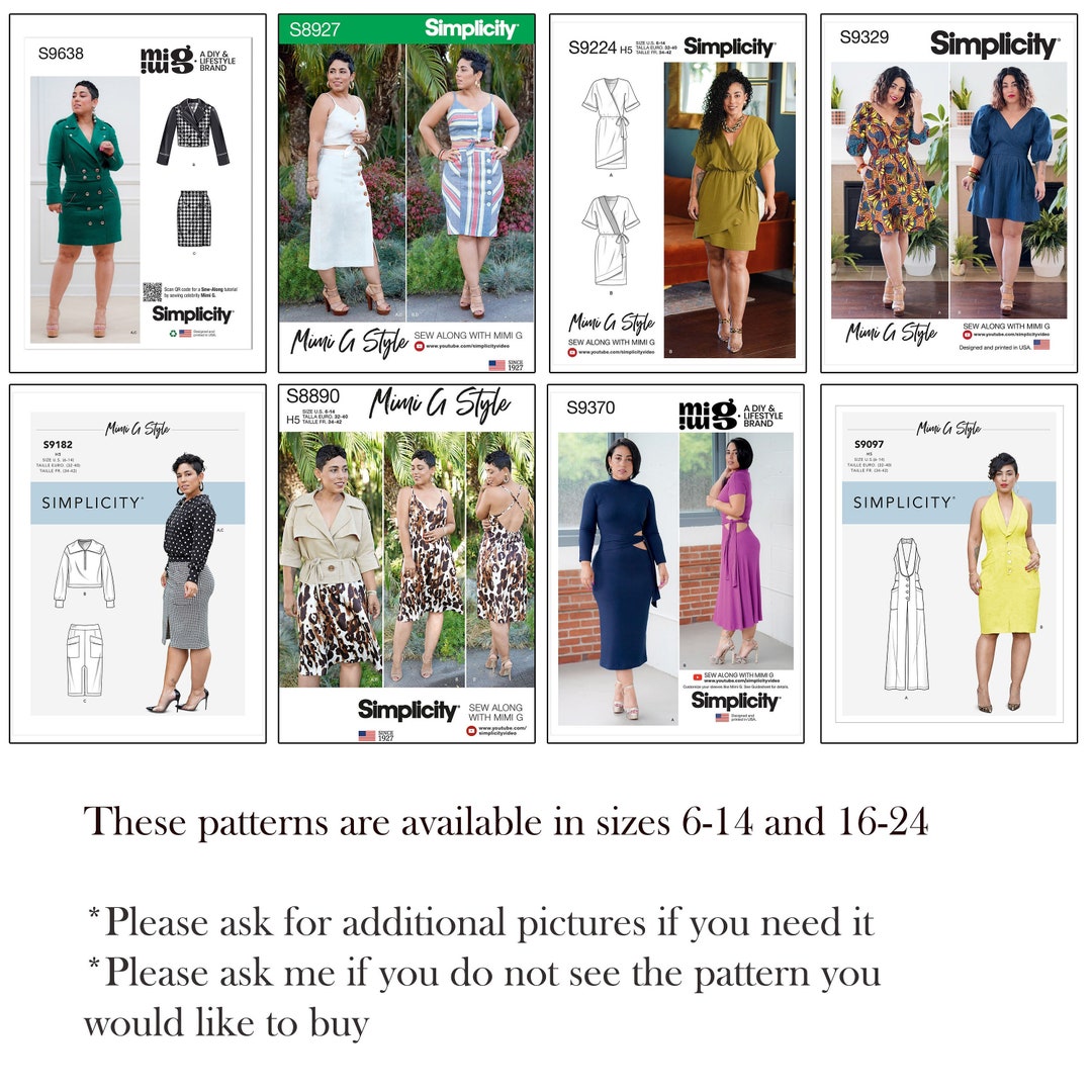 NEW Mimi G Sewing Patterns Your Choice S9638 S9329 S9370 S9182 S8890 ...