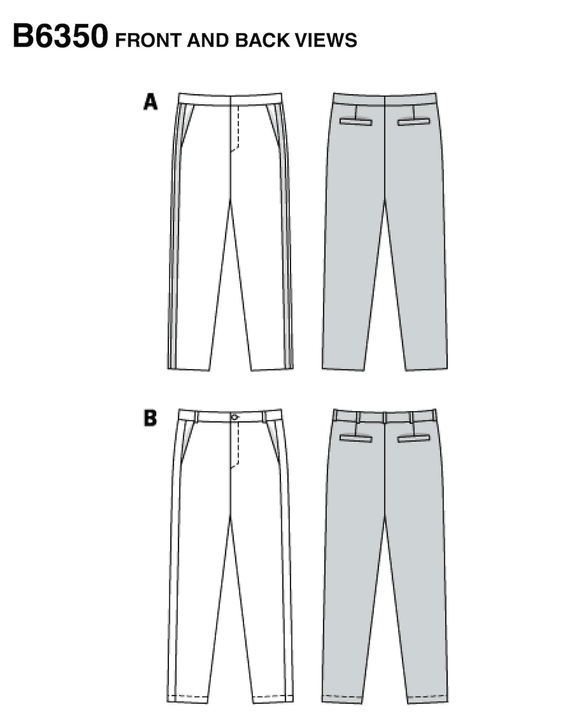 Men's Sewing Pattern Burda 6350 Slacks Pants Trousers | Etsy