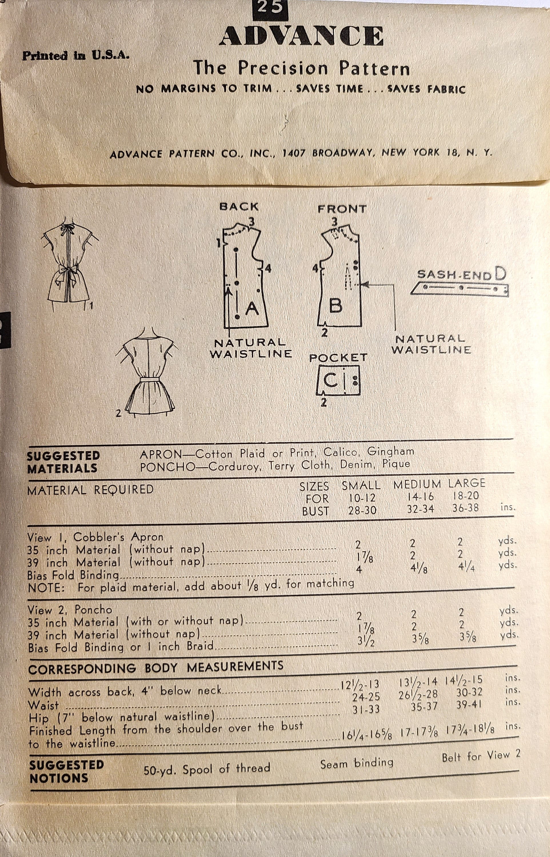 A5998 Advance 5998 Vintage VTG 1950's Original Sewing - Etsy