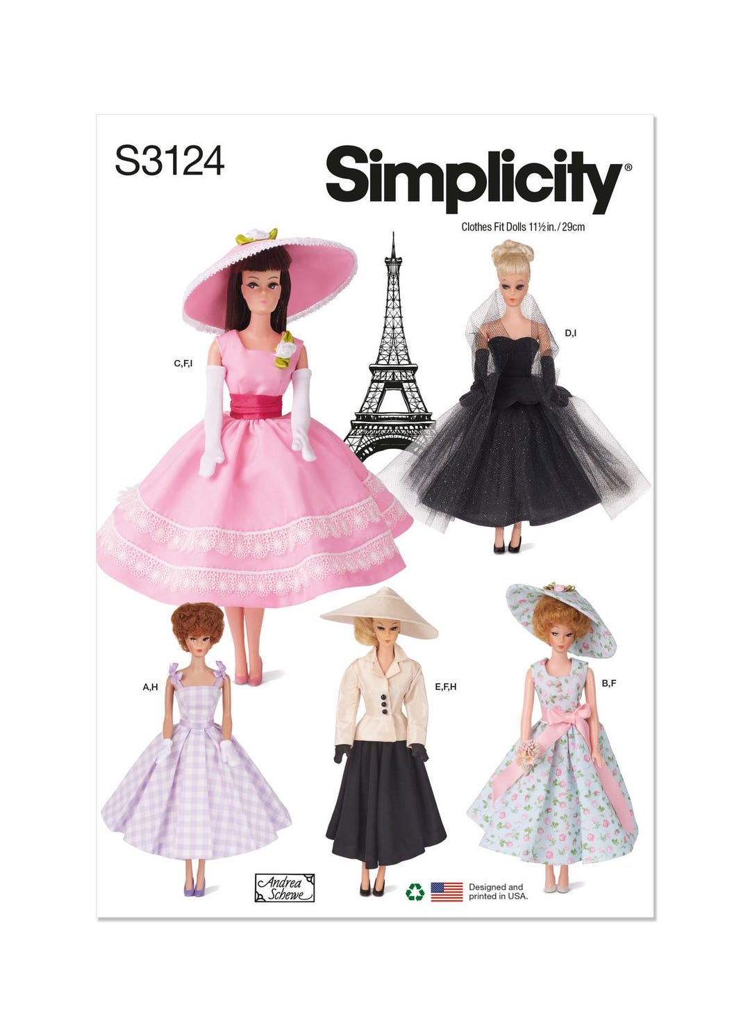Simplicity Sewing Patterns for 11 1/2" 11.5" Barbie Doll Clothes S3124 ...