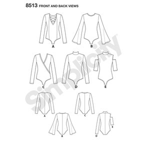S8513 Sewing Pattern Misses' or Women's Sportwear Bodysuit Sizes XS-XL ...