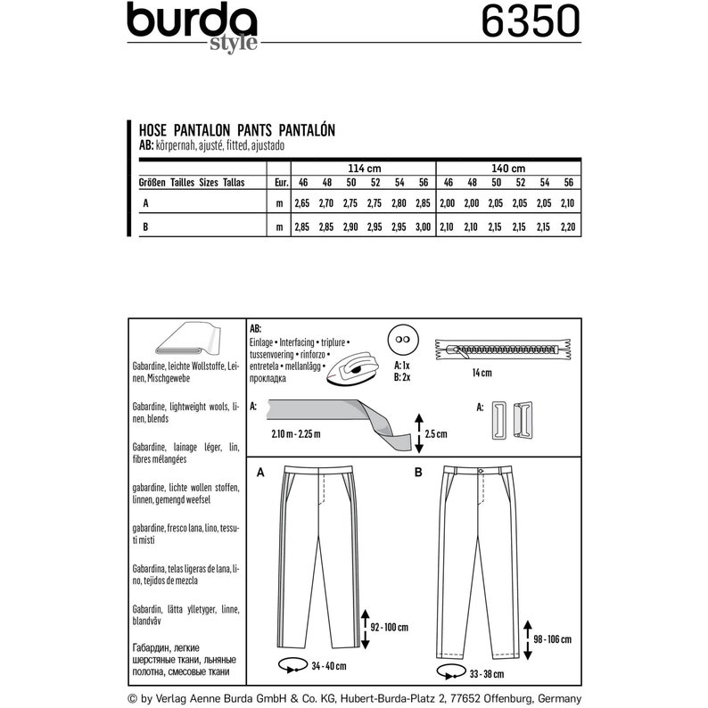 Men's Sewing Pattern Burda 6350 Slacks Pants Trousers Burda 6351 Jacket ...