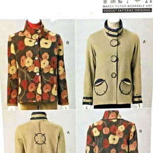 V8676 Vogue 8676 SEWING PATTERN Designer Marcy Tilton Misses' Button Down Jackets Sizes 6-12 or ...