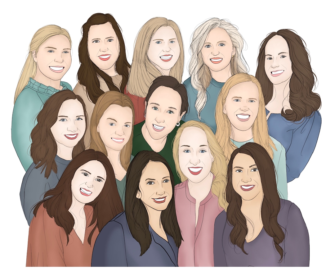 Custom Digital Group Drawing-large Group - Etsy