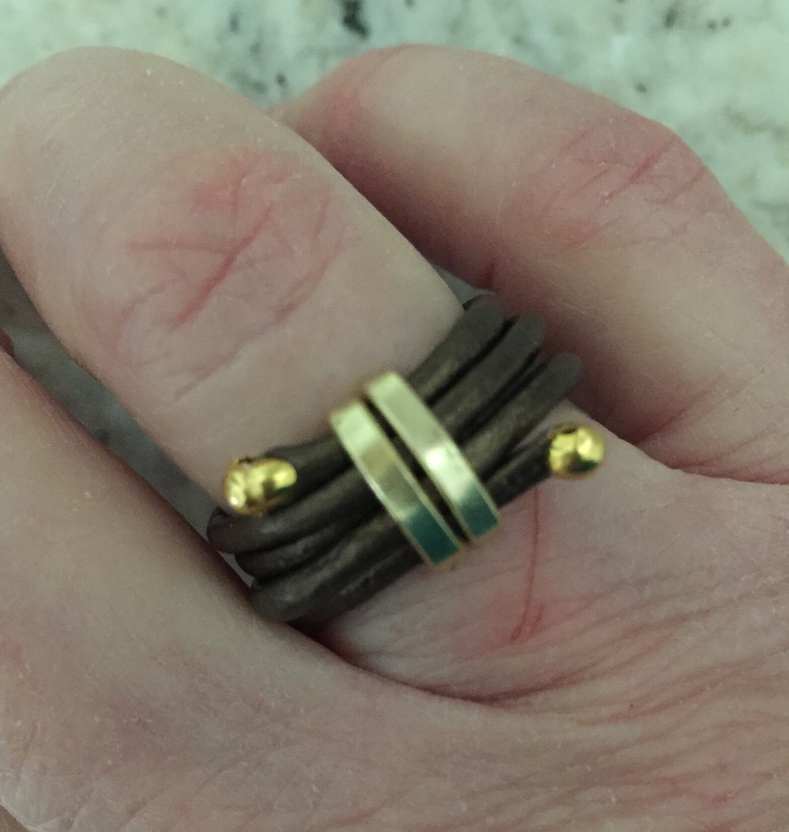 Stacked, Unisex Leather and Metal Rings. Comfortable and Adjustable ...
