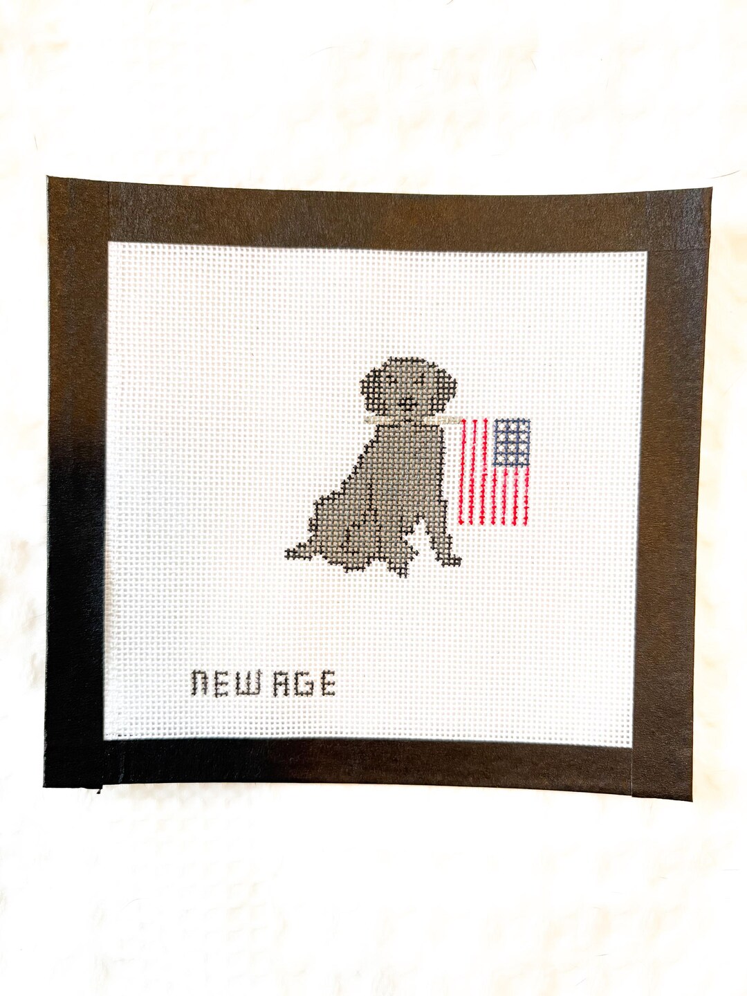 Patriotic Black Lab Needlepoint Canvas: Hand-painted American Flag Dog ...