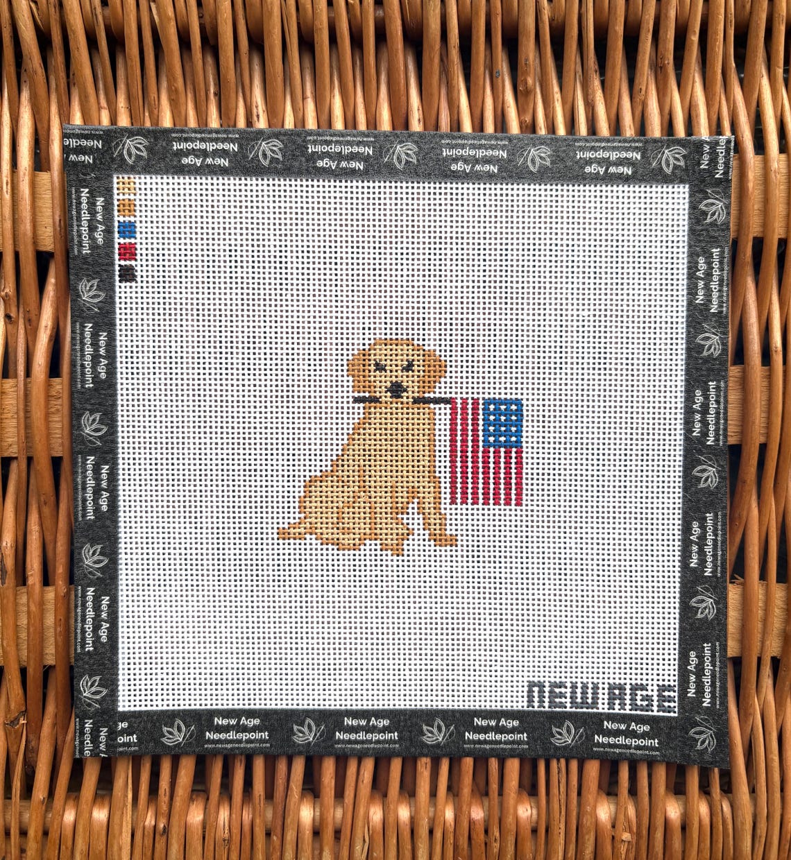 Patriotic Golden Retriever Needlepoint Canvas – 18 Mesh Hand-painted ...
