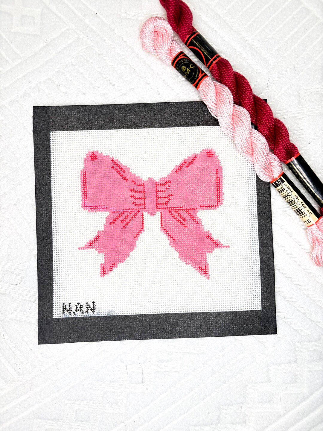 Hand-painted Pink Bow Needlepoint Canvas - Etsy