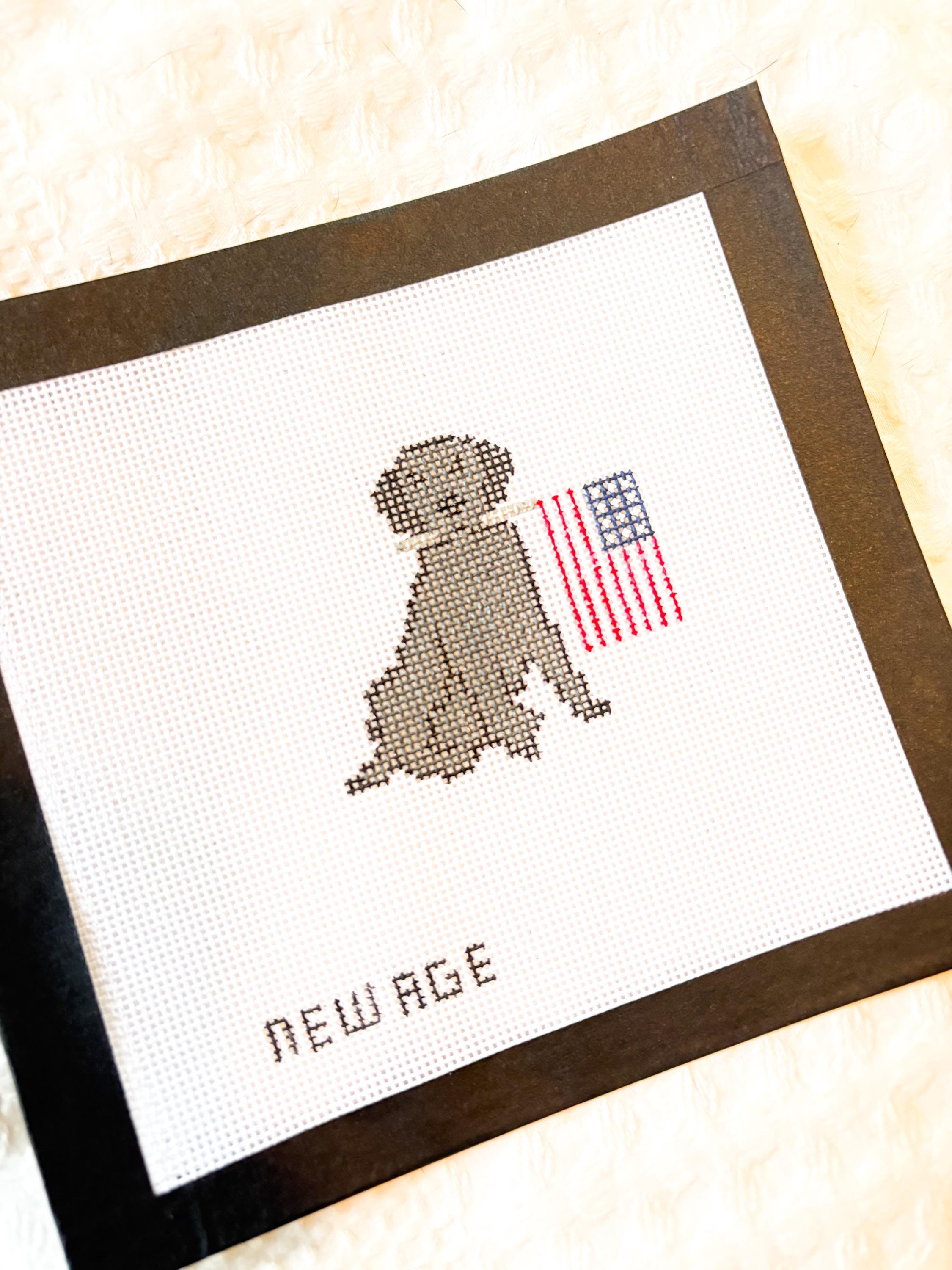 Patriotic Black Lab Needlepoint Canvas: Hand-painted American Flag Dog ...