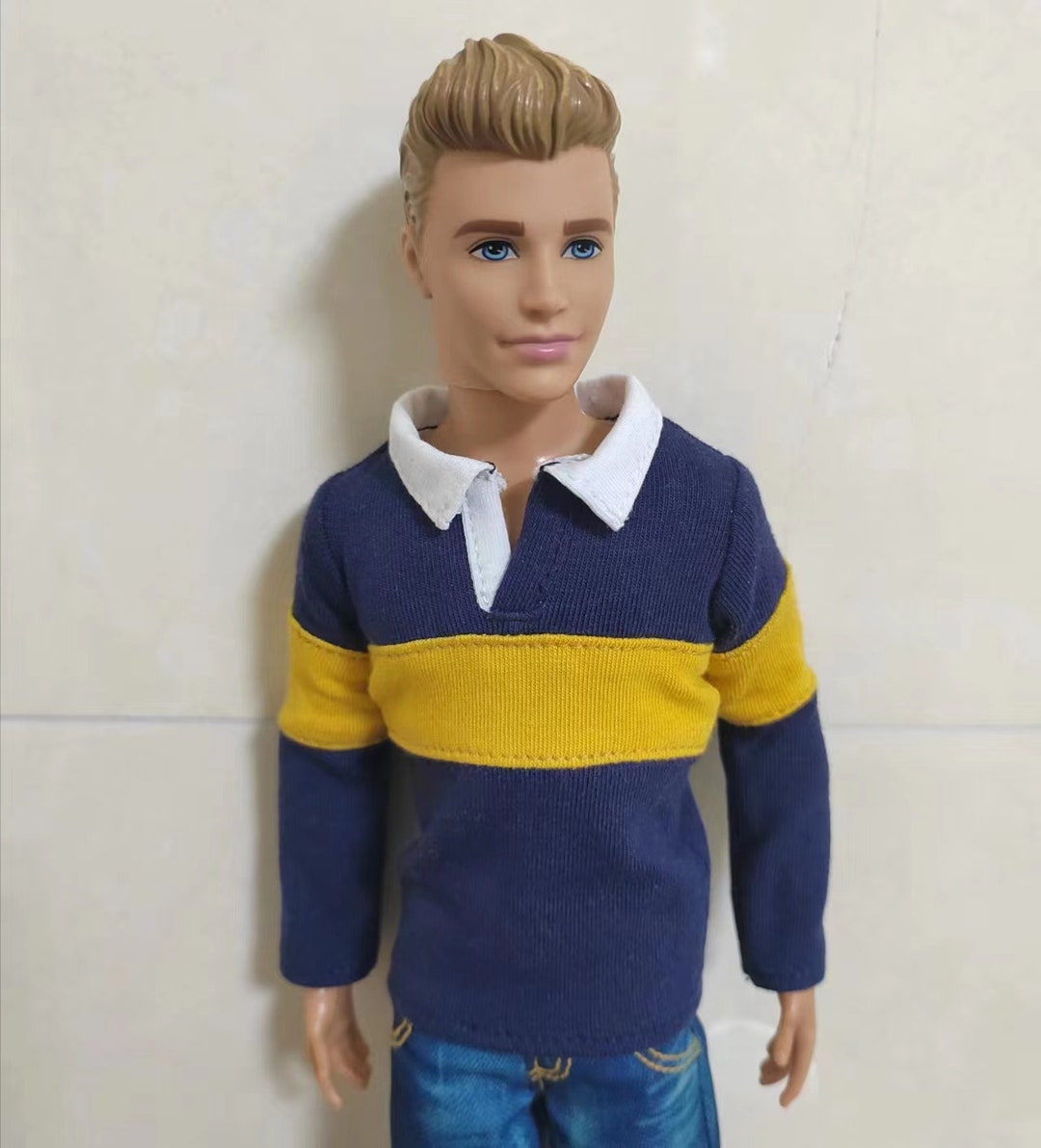 Handmade Doll Navy Blue & Yellow Polo Shirt Doll Clothes for 12" Dolls ...