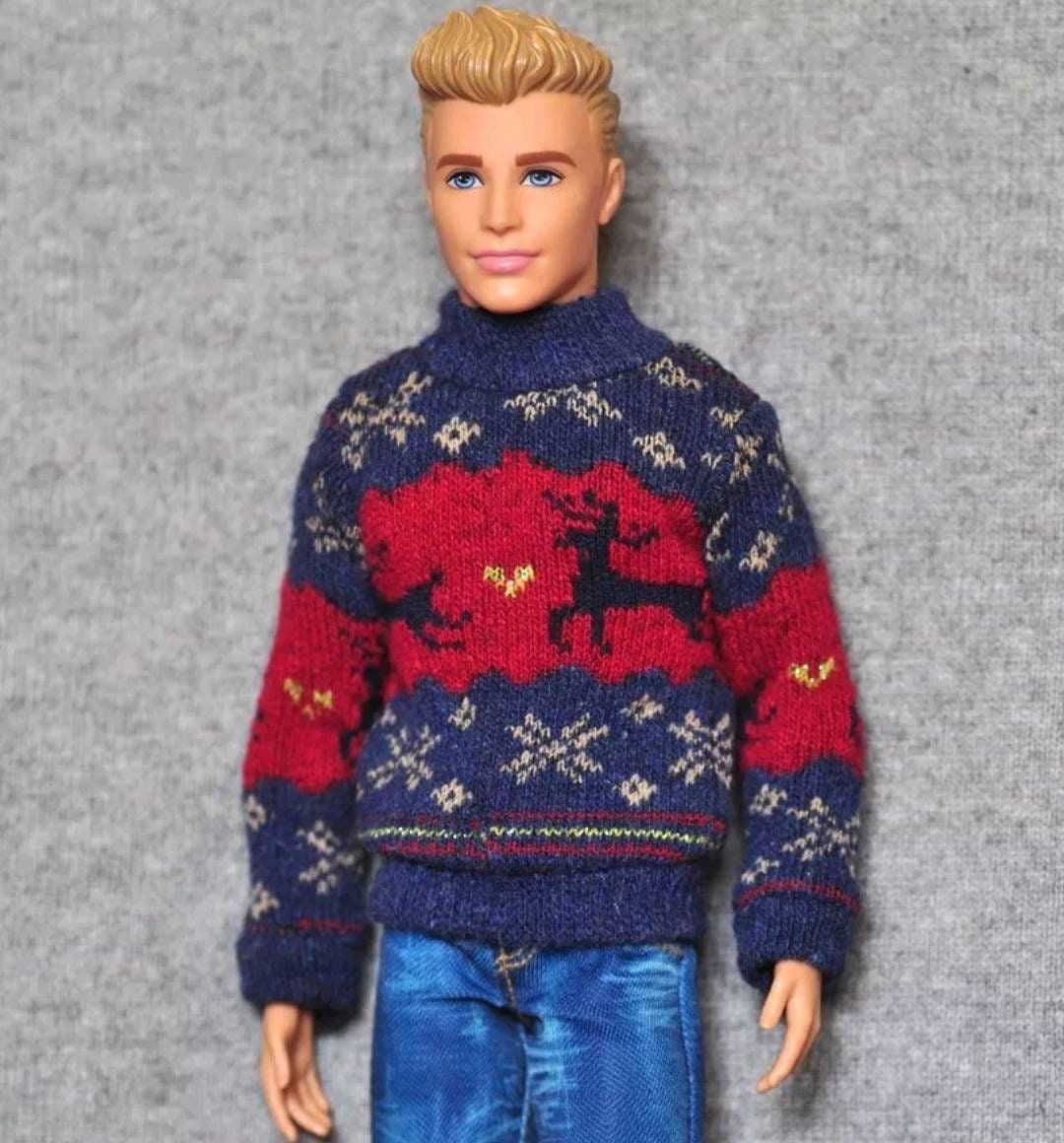 Handmade Doll Sweater Clothes Christmas Elk Blue&red Doll Sweaters for ...